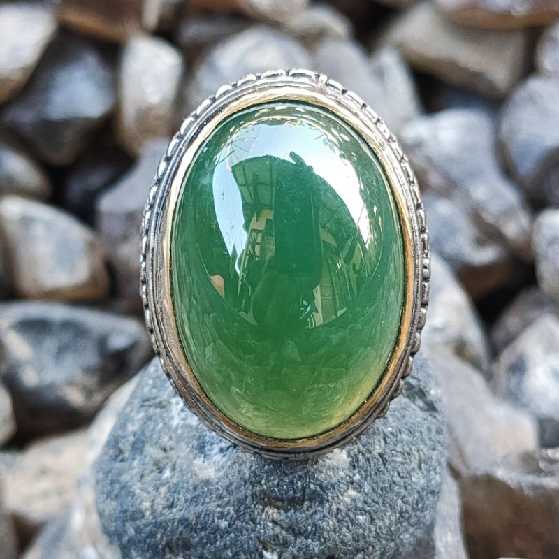 Jual CINCIN BATU AKIK NATURAL GIOK ACEH GREEN EMERALD SERPENTINE KODE ...