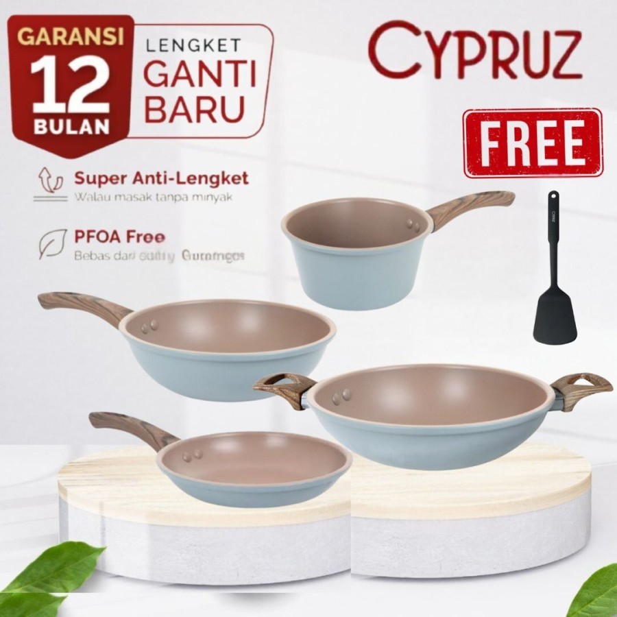 Jual Cyprus Cookware Set Fry Wok Sauce Pan Anti Lengket Cypruz Casserole Hercules 4 Pcs | Shopee ...