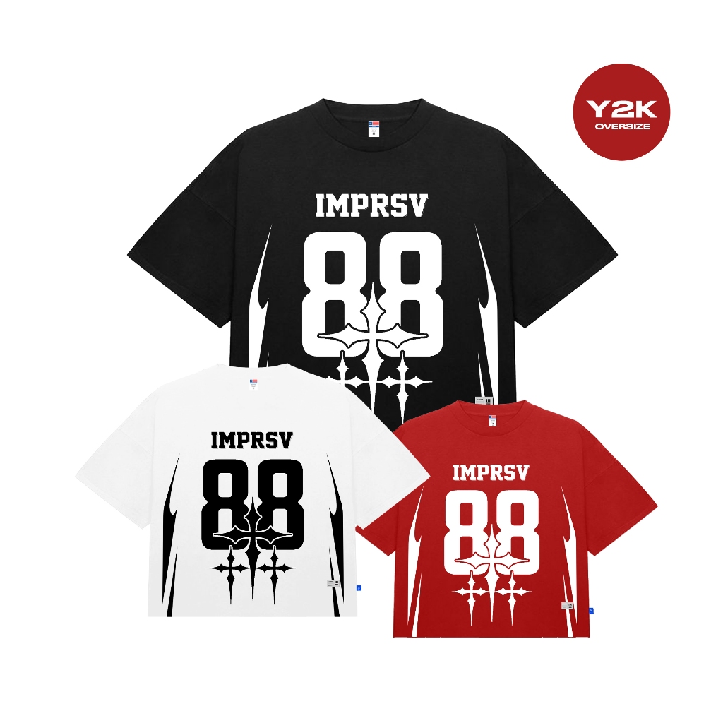 Jual HEARTNESS Tshirt Oversize Y2k 88 Warna Hitam Merah Putih Katun ...