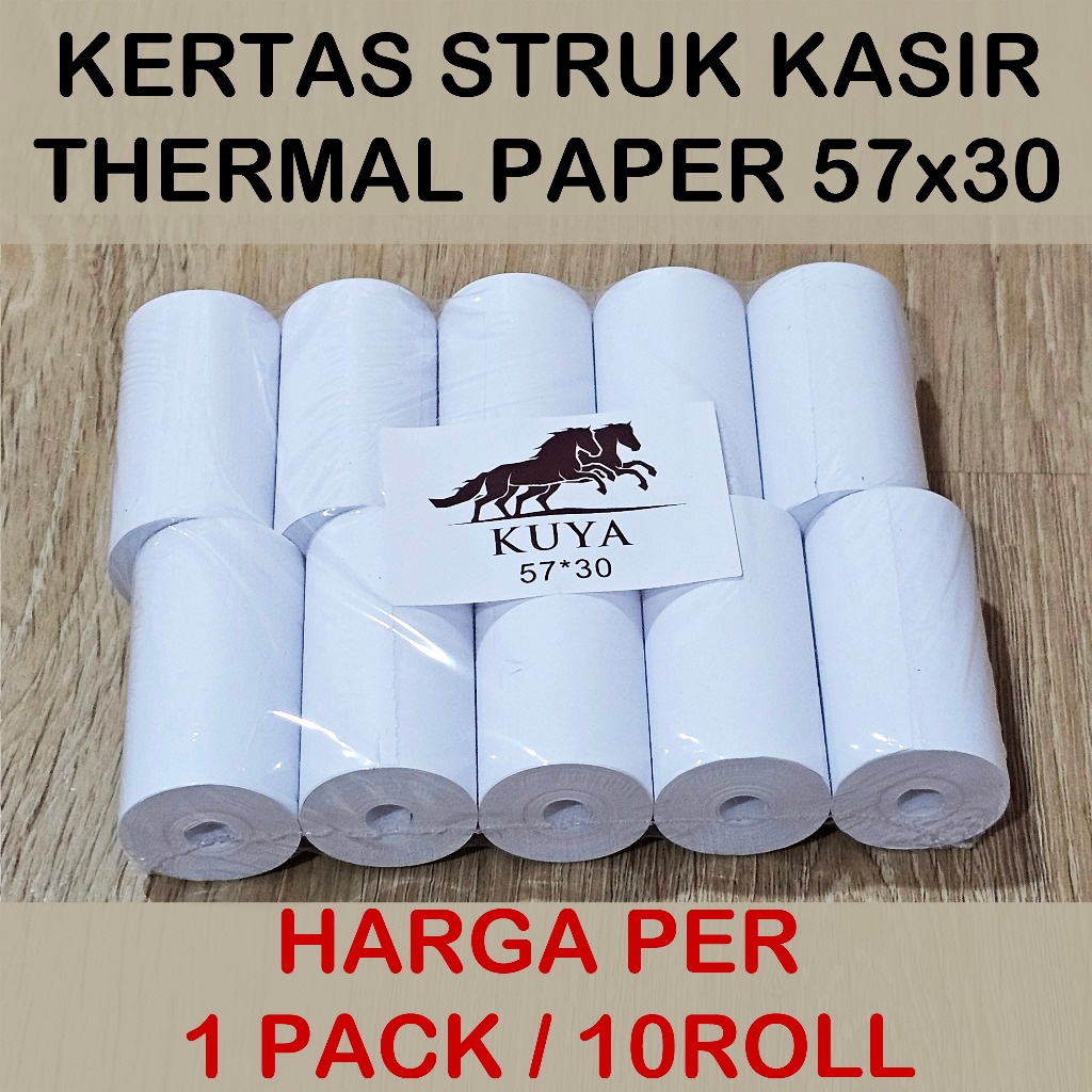 Jual (10 ROLL) KUYA KERTAS STRUK THERMAL PAPER ROLL 57X30 - Kertas ...