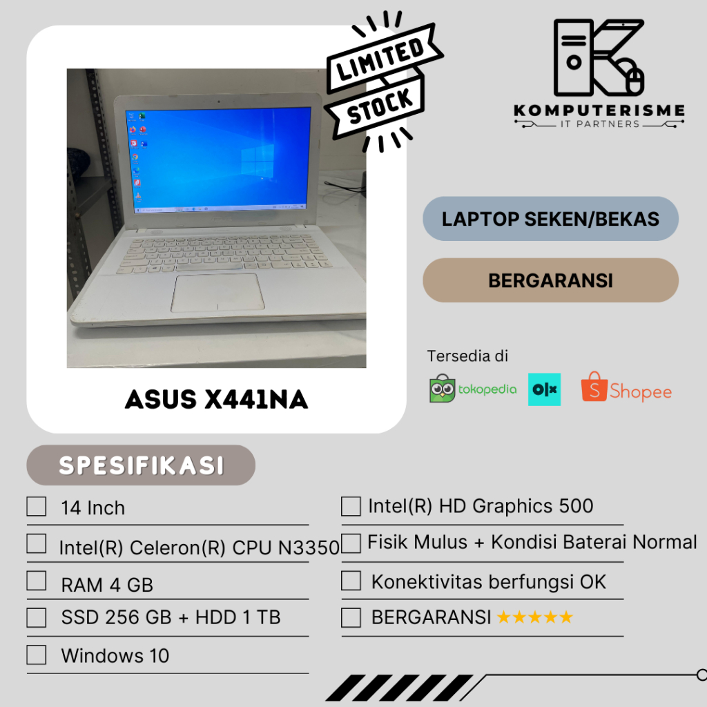Jual ASUS X441NA - 14" - Intel Celeron N3350 - RAM 4 GB - SSD 256 GB ...