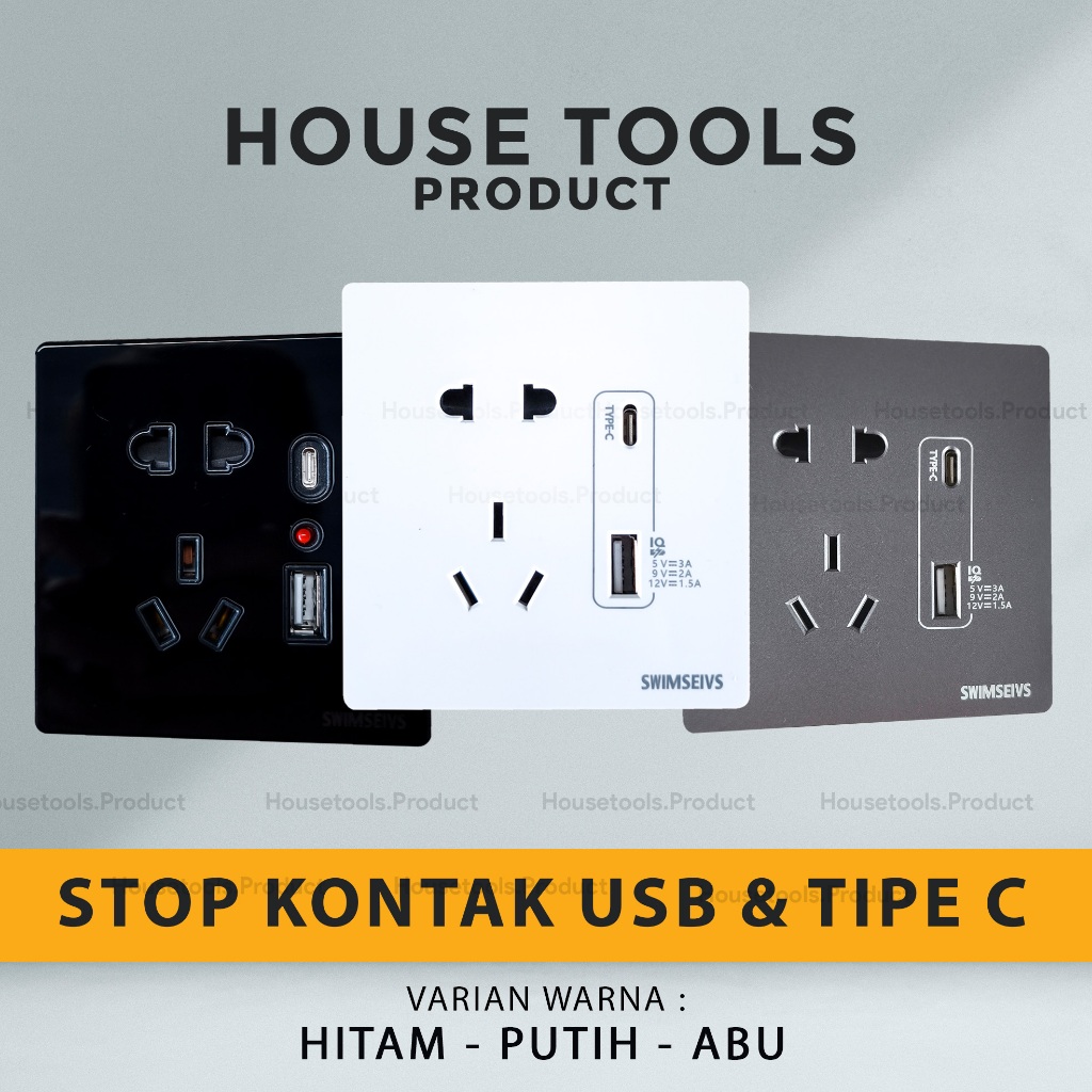 Jual Colokan Dinding Fast Charging USB Tipe C Putih Hitam Abu Stop ...