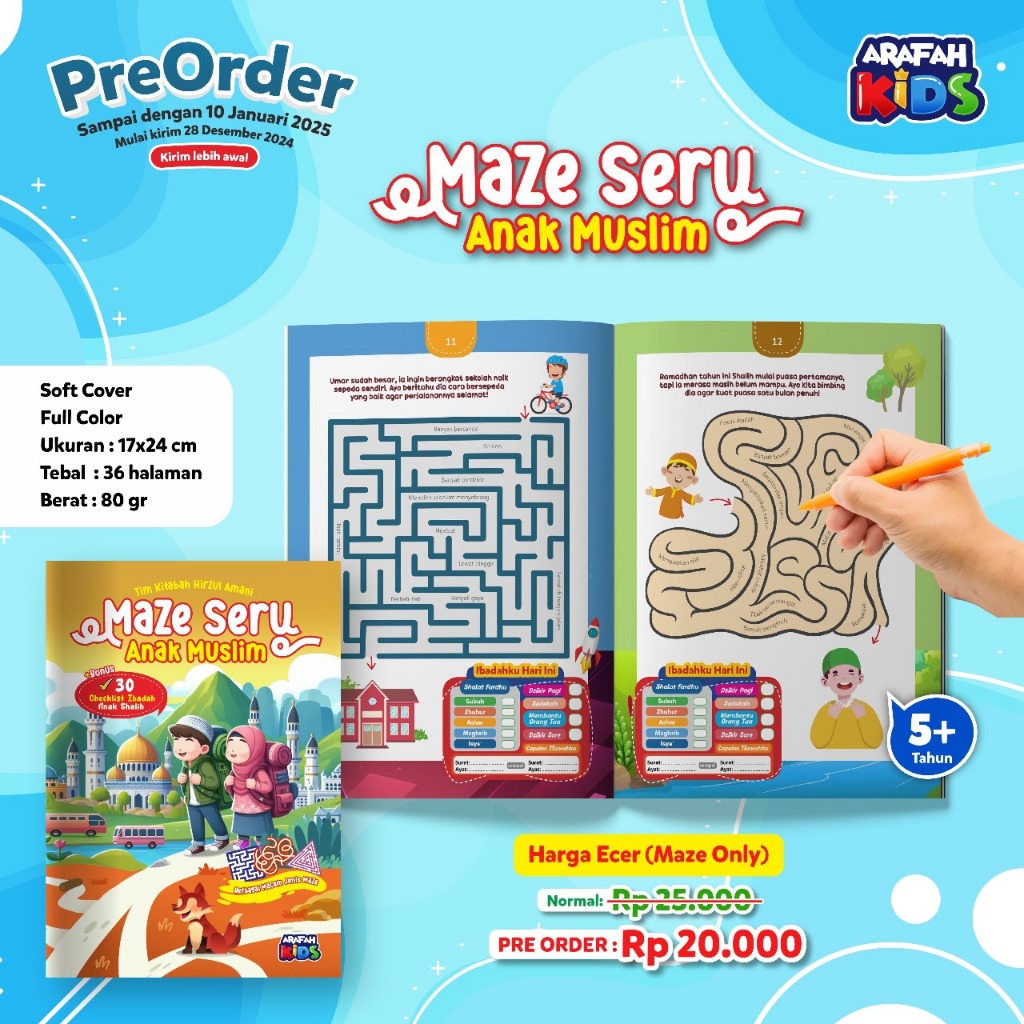 Jual Maze Seru Anak Muslim Activity Book 5+ Liburan Seru Penuh Ilmu dan ...