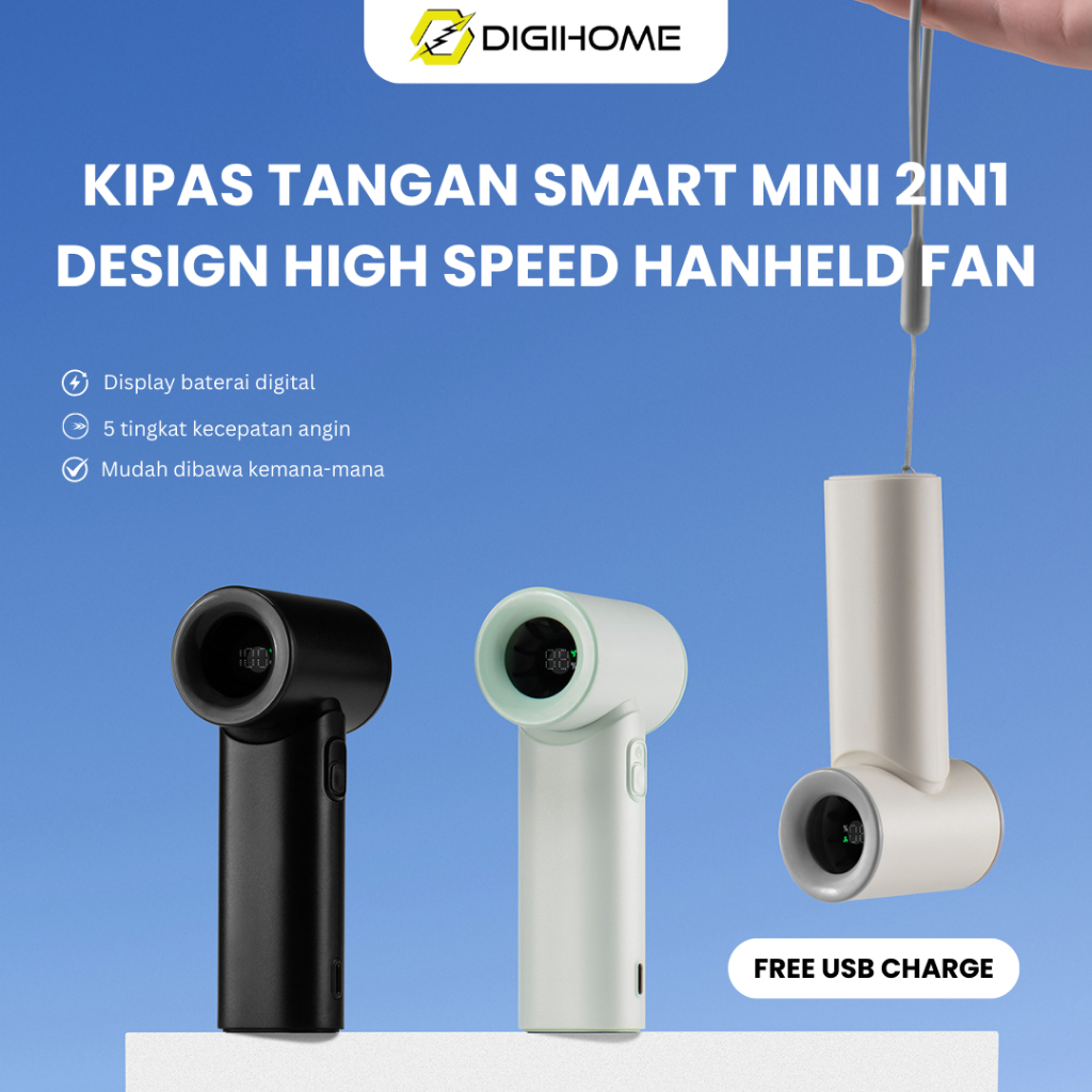Jual DIGIHOME DGHF-09 Kipas Tangan Smart Mini Portable HIGH SPEED HANHELD FAN DIGITAL DISPLAY ...