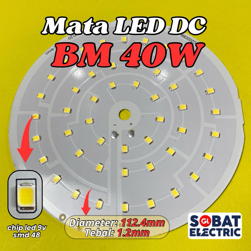 Jual Mata LED 40w DC (BM) - PCB Mata Lampu LED 40 Watt - LED DC ...