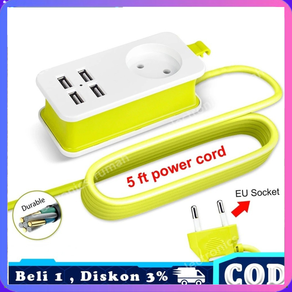 Jual Stop Kontak Traveling 1 Lubang Saklar + 4 Port USB Colokan Listrik Stop Kontak Colokan ...