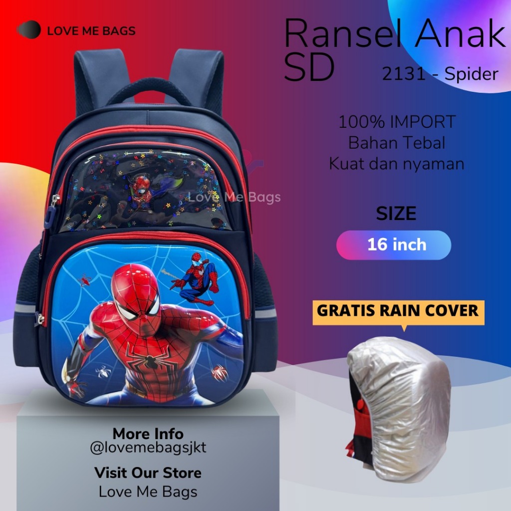 Jual LMB Tas Anak Sekolah SD Laki Laki Import Bahan Nilon Premium Tebal Ukuran Besar Bagian ...