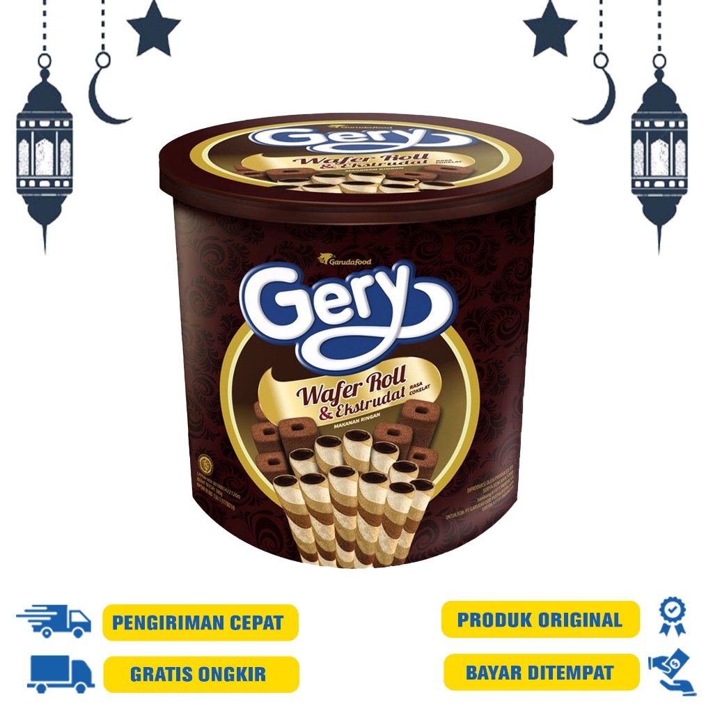 Jual Gery Wafer Roll & Exstrudat 350gr Toples | Wafer Roll Coklat ...
