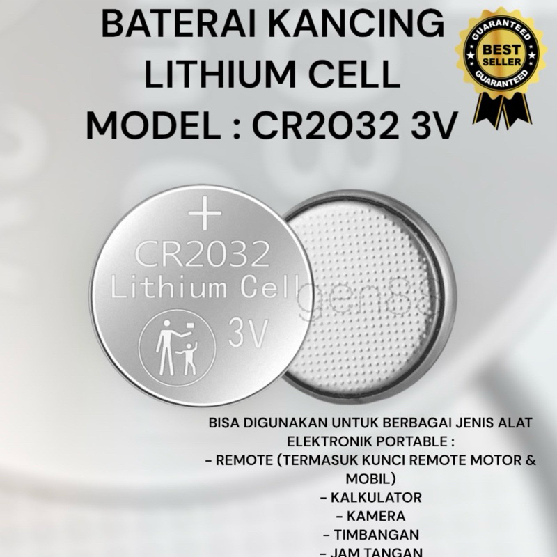 Jual Baterai CR2032 Biru Lithium 3V Battery Kancing Koin CR-2032 Kalkulator Jam Tangan Remote ...