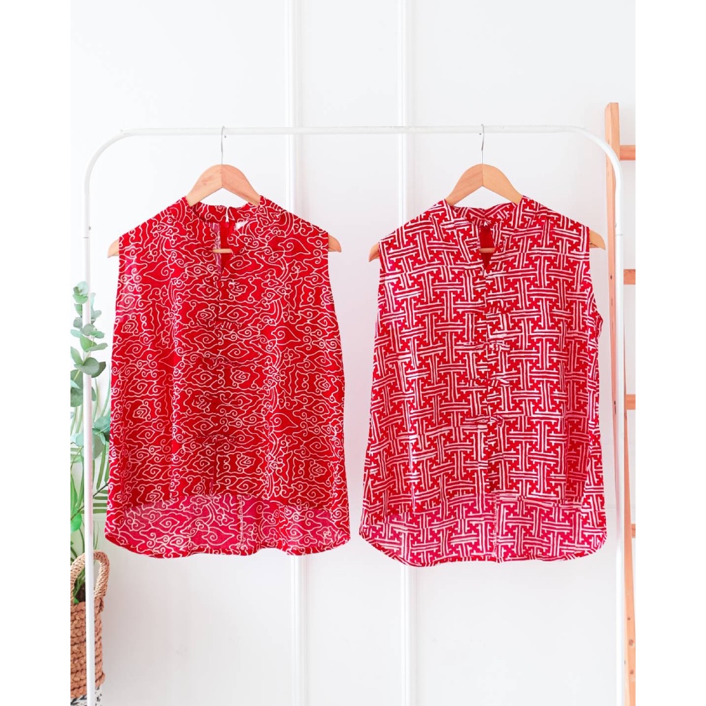 Jual ATASAN QIPAO BATIK IMLEK SLEEVELESS TOP CNY MERAH ATASAN TANPA ...