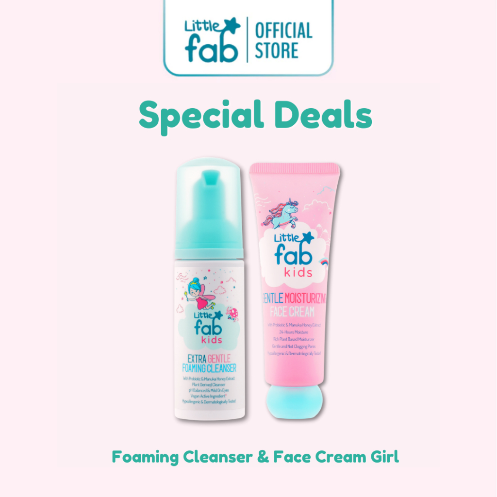 Jual Little Fab Kids - Bundling Foaming Cleanser & Face Cream Girl ...