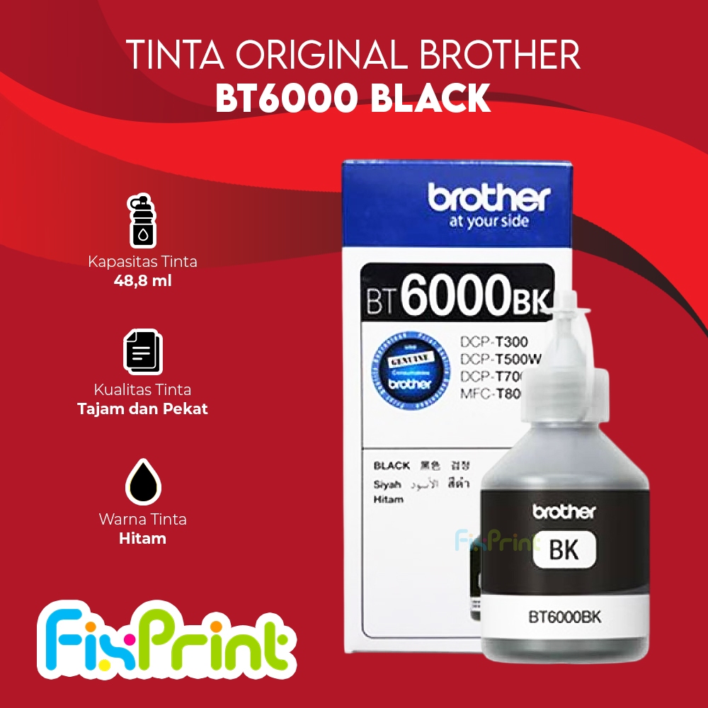 Jual Tinta Botol Brother Original BT-6000 Printer T300 T700W Black ...