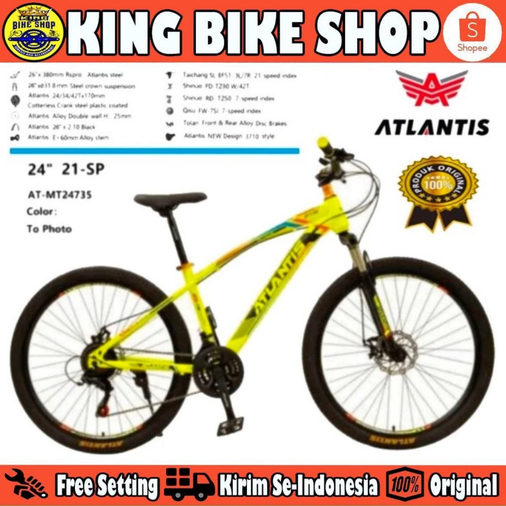 Jual Sepeda Gunung MTB Atlantis 735 Ukuran 24 26 27.5 Inch | Shopee ...