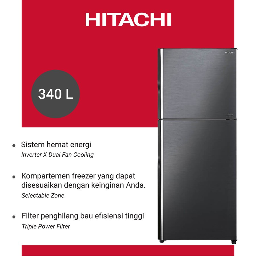 Jual HITACHI Kulkas 2 Pintu Inverter 340 Liter R-VX40PGD9 BBK | Shopee Indonesia