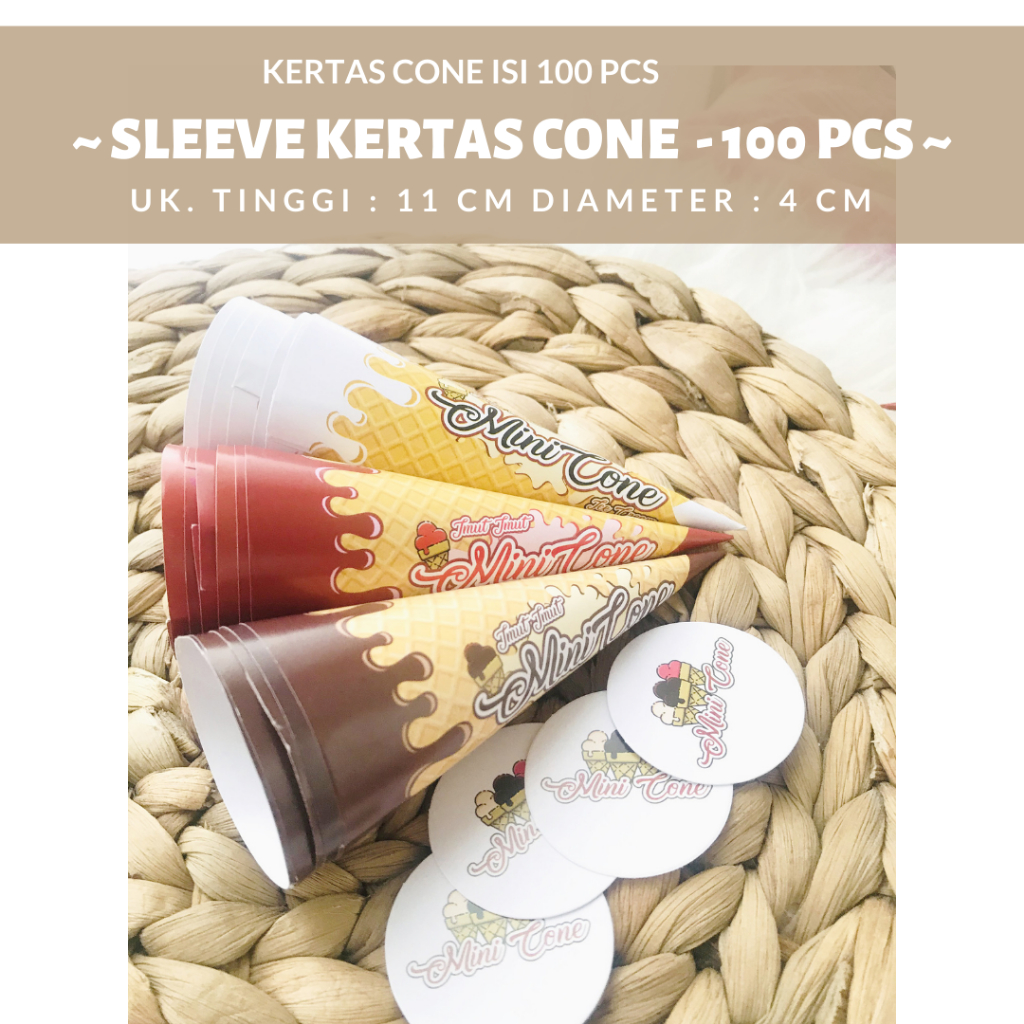 Jual Kemasan Cone Kerupuk Eskrim Kertas Corn Es Cream KErtas Cone Es ...