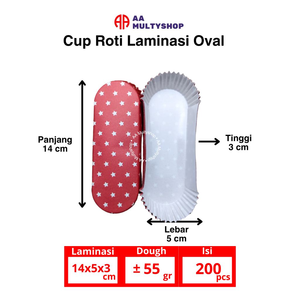 Jual Cup Roti Laminasi Oval Isi 200 pcs | RED & WHITE STAR | Shopee ...