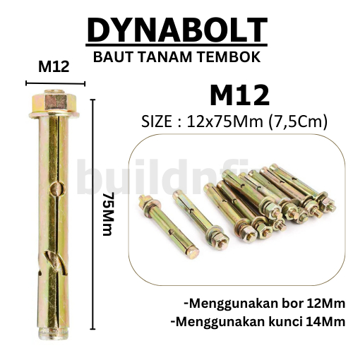 Jual IB - DYNABOLT / BAUT BETON / DINABOL M12 X 75MM | Shopee Indonesia