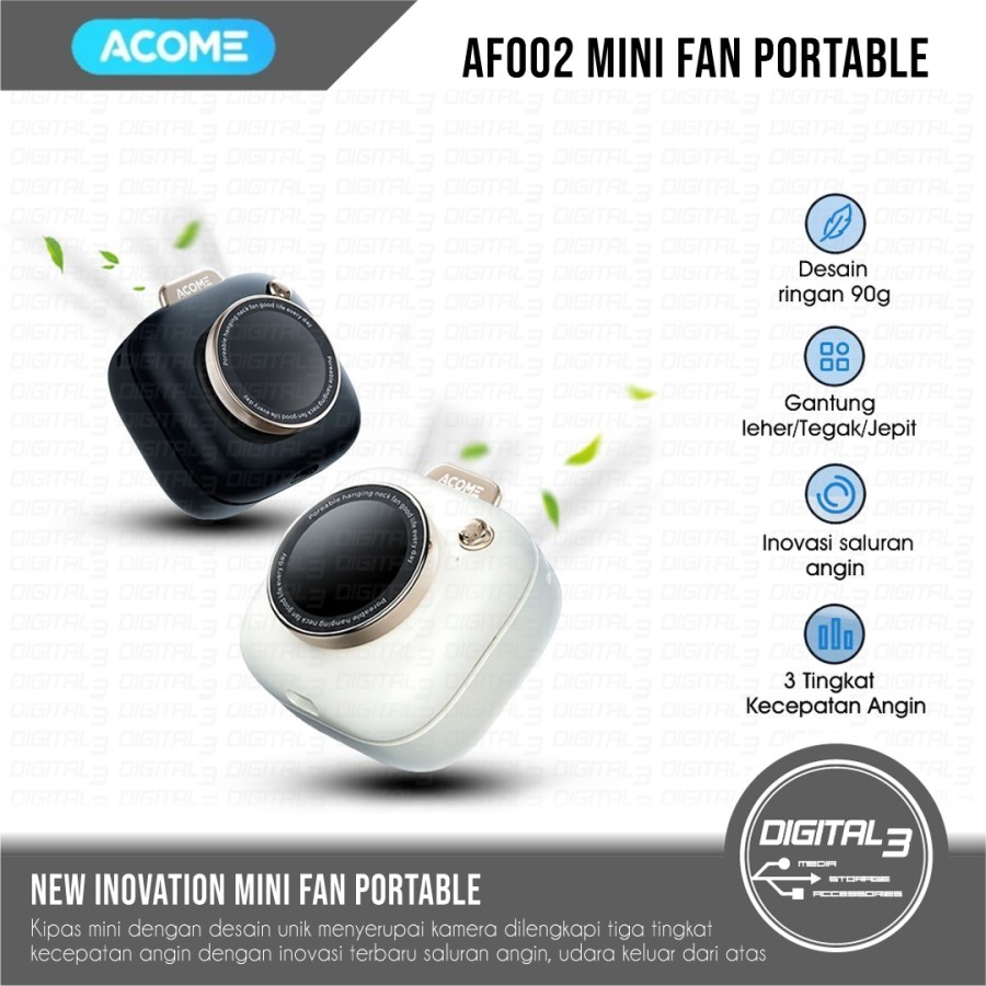 Jual ACOME AF002 Mini Fan Kipas Angin Desain Kamera Kipas Mode Senyap ...