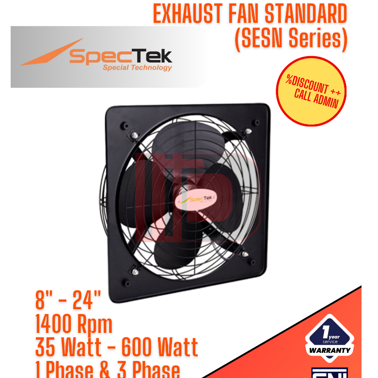 Jual Exhaust Fan Standard Spectek - Kipas Penghisap Udara Model Standar 1 Phase & 3 Phase untuk ...