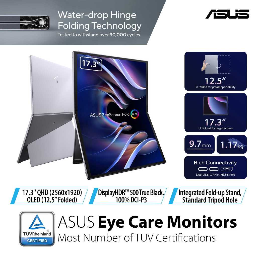 Jual ASUS ZenScreen Fold OLED MQ17QH 17.3" Portable Monitor - QHD OLED ...