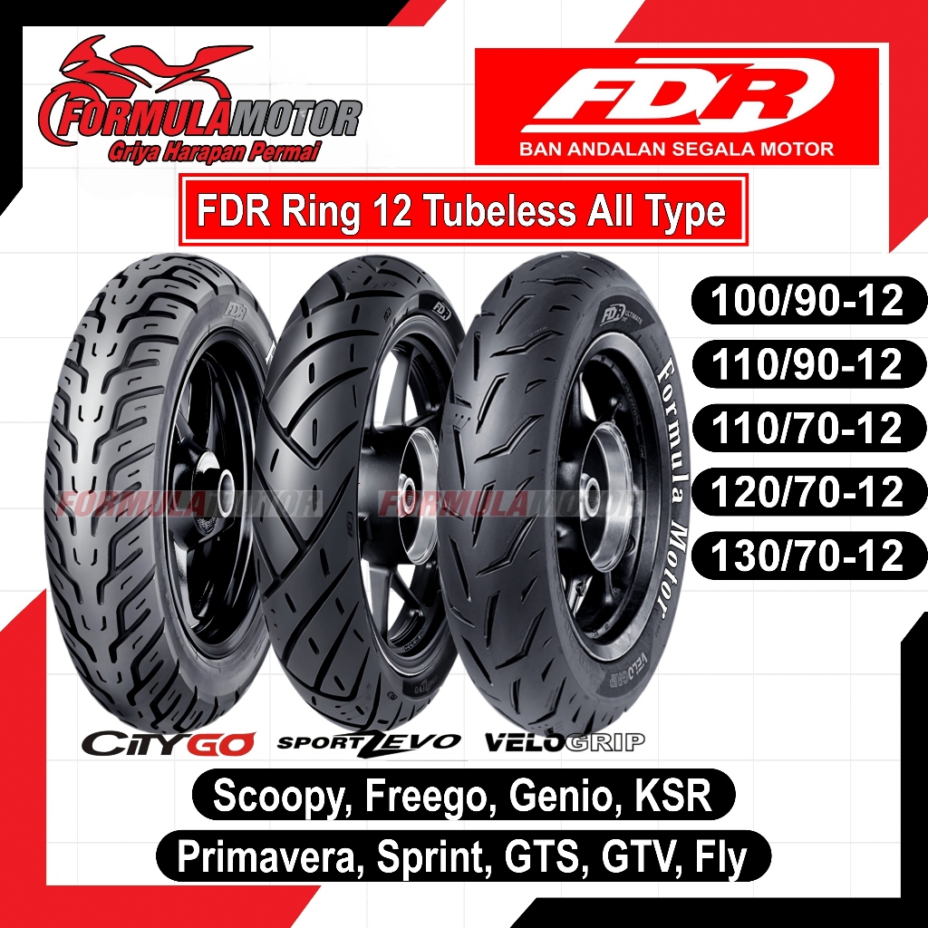 Jual [FDR Ring 12 Tubeless] Ban Tubles Motor Matic/Vespa Ukuran 100/90 ...
