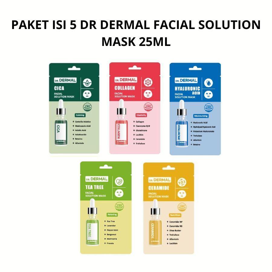 Jual PAKET ISI 5 DR. DERMAL FACIAL SOLUTION MASK 25ML | Shopee Indonesia