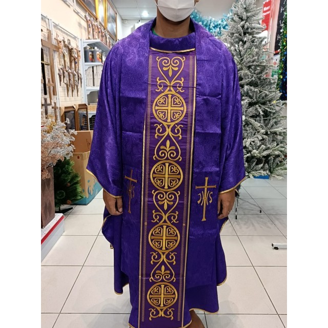 Jual Kasula Imam Full Bordir Ungu ST dan Stola Jubah Imam Bordir ...