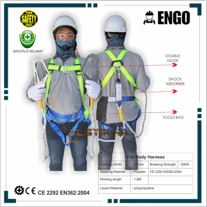 Jual Body Harnest Absorber Double Big Hook - Full Body Harness Absorber ...