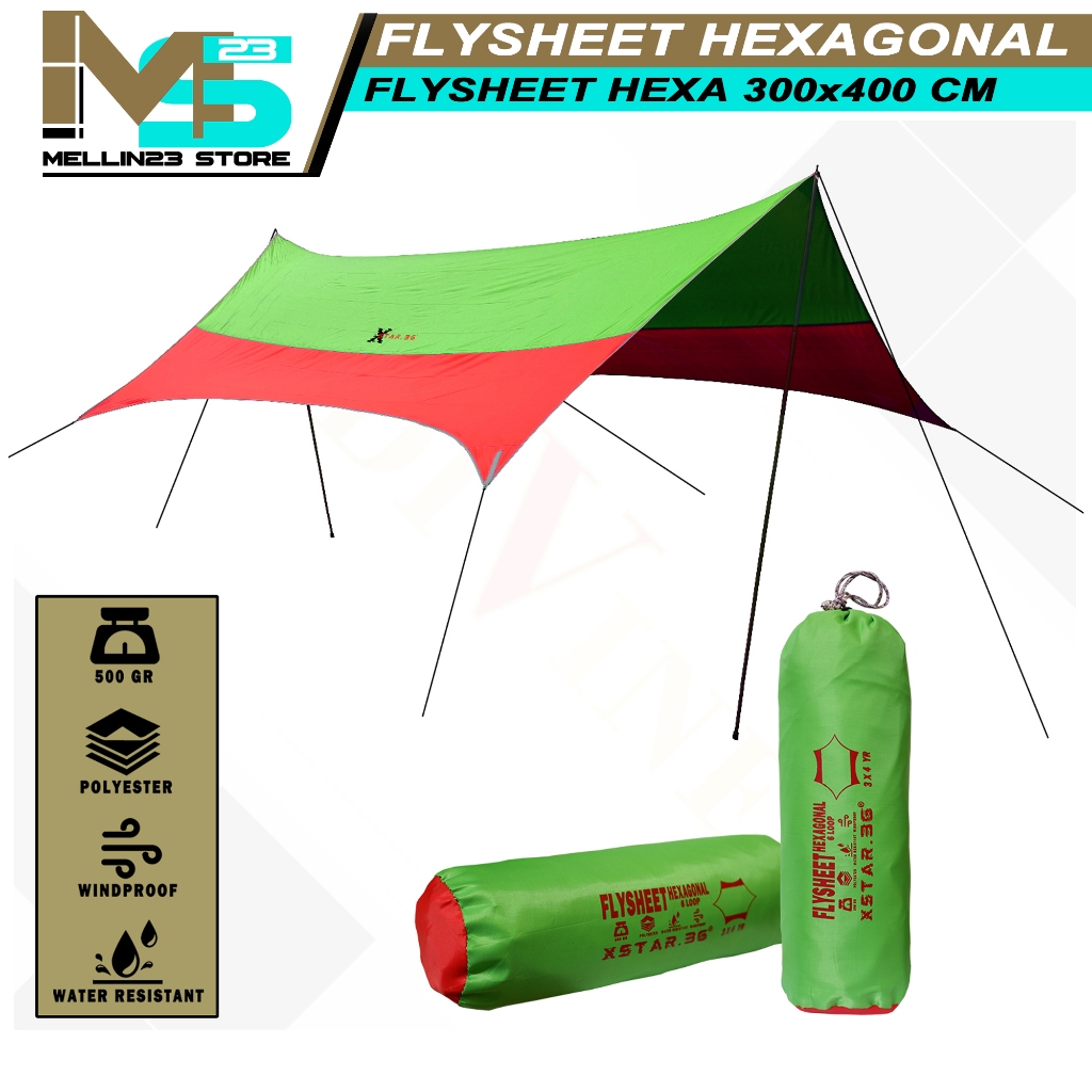 Jual flysheet hexagonal 3x4 june adventure waterproof full seamseal 6 ...