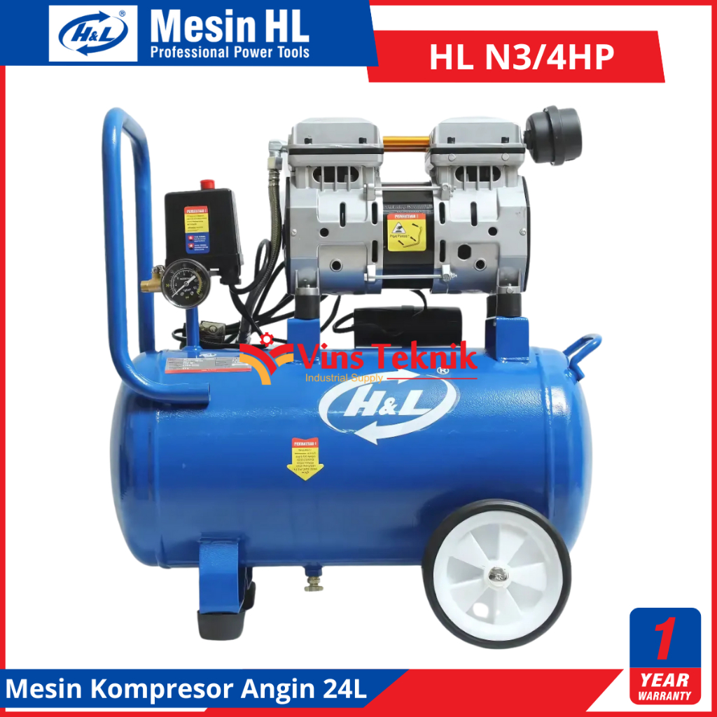 Jual Mesin Kompresor Angin Compressor 3/4HP H&L HL N3/4HP 24L OILESS ...