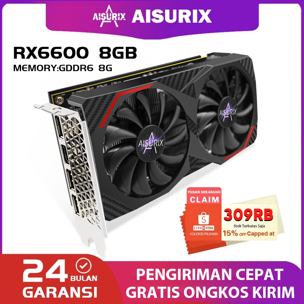 Jual AISURIX AMD RX 6600 8GB VGA Card 128BIT 2048SP GDDR6 New Radeon ...