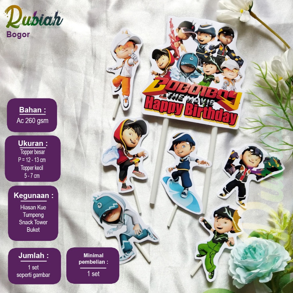 Jual Cake Topper Karakter Boboiboy part 2 Hiasan Kue Ulang Tahun ...