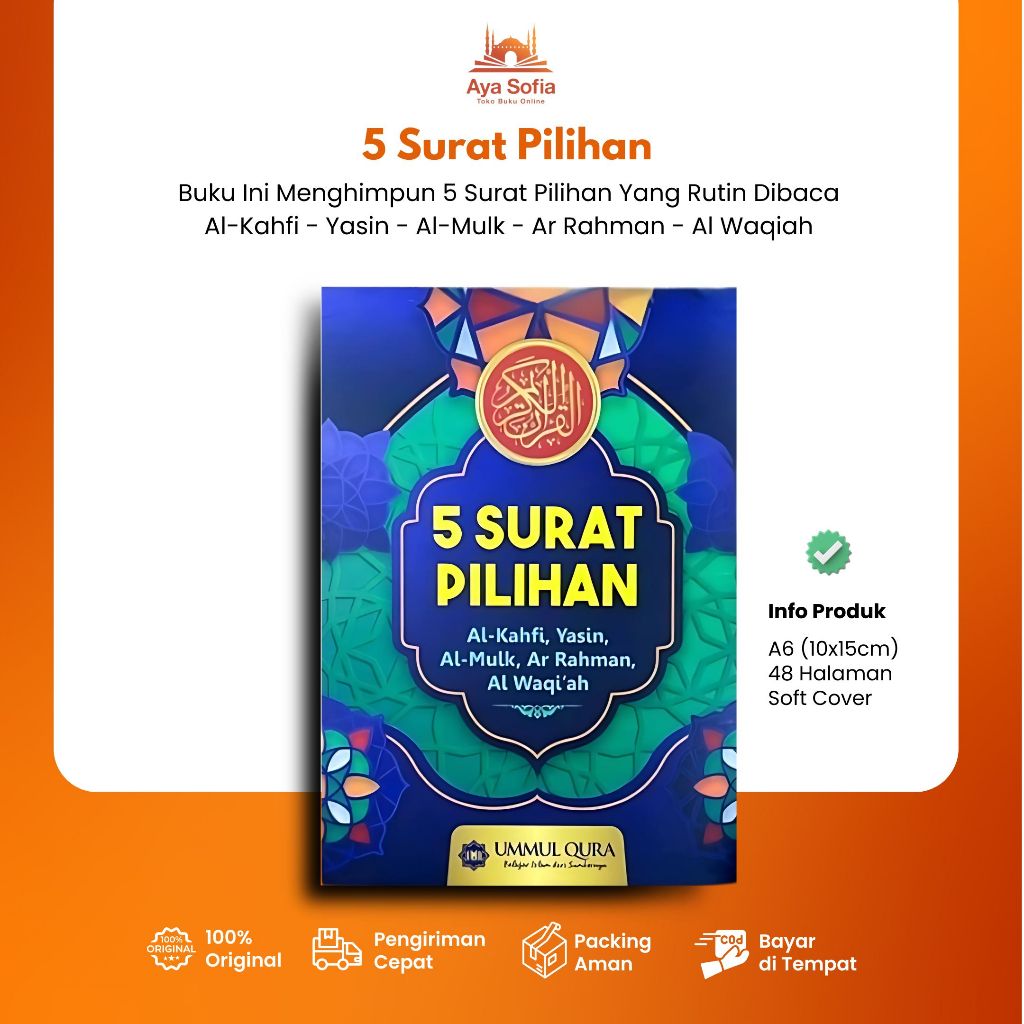 Jual 5 Surat Pilihan - Al Kahfi, Yasin, Al Mulk, Ar Rahman, Al Waqiah ...