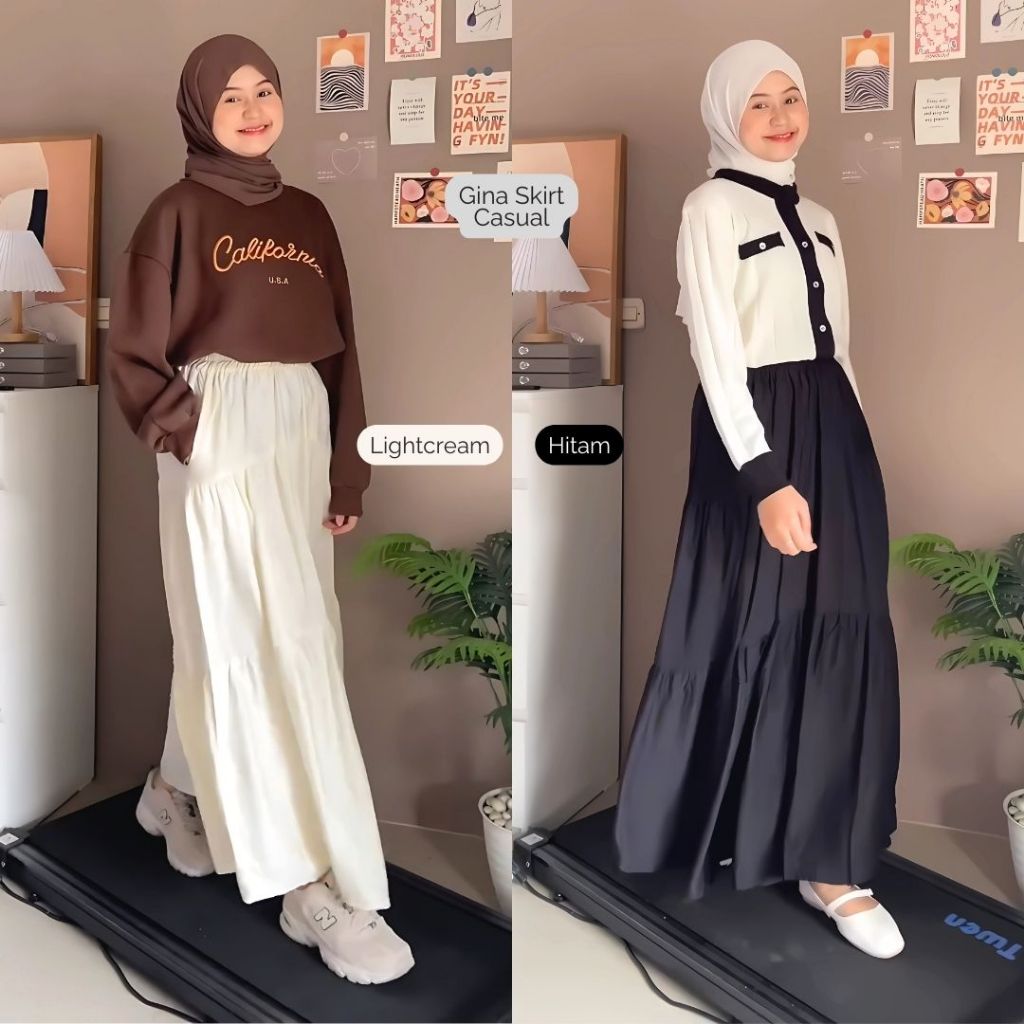 Jual CLOTIVA Gina Skirt Rok Panjang Corquette Rok Maxi Polos Rok Kuliah ...