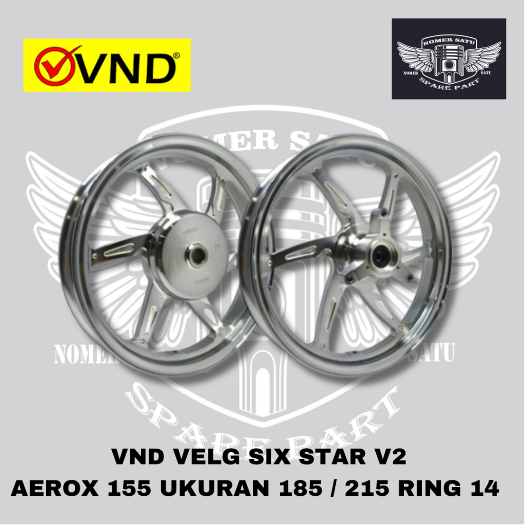 Jual VND VELG RACING TIPE SIX STAR V2 GEN 2 MOTOR AEROX 155 UKURAN 185 215 RING 14 ORIGINAL VND ...