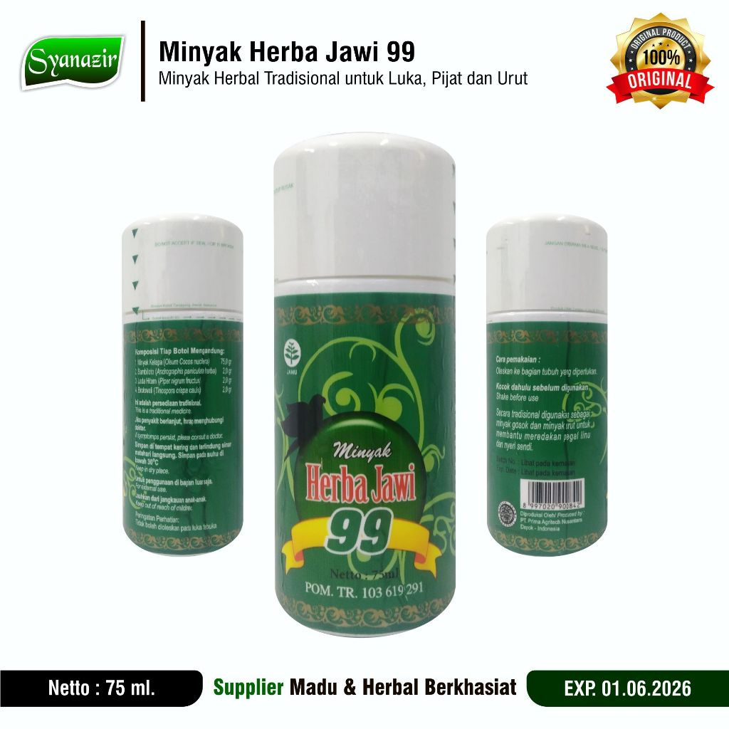 Jual MINYAK HERBA JAWI 99 - Minyak But-but Herbal Tradisional 75 ml ...