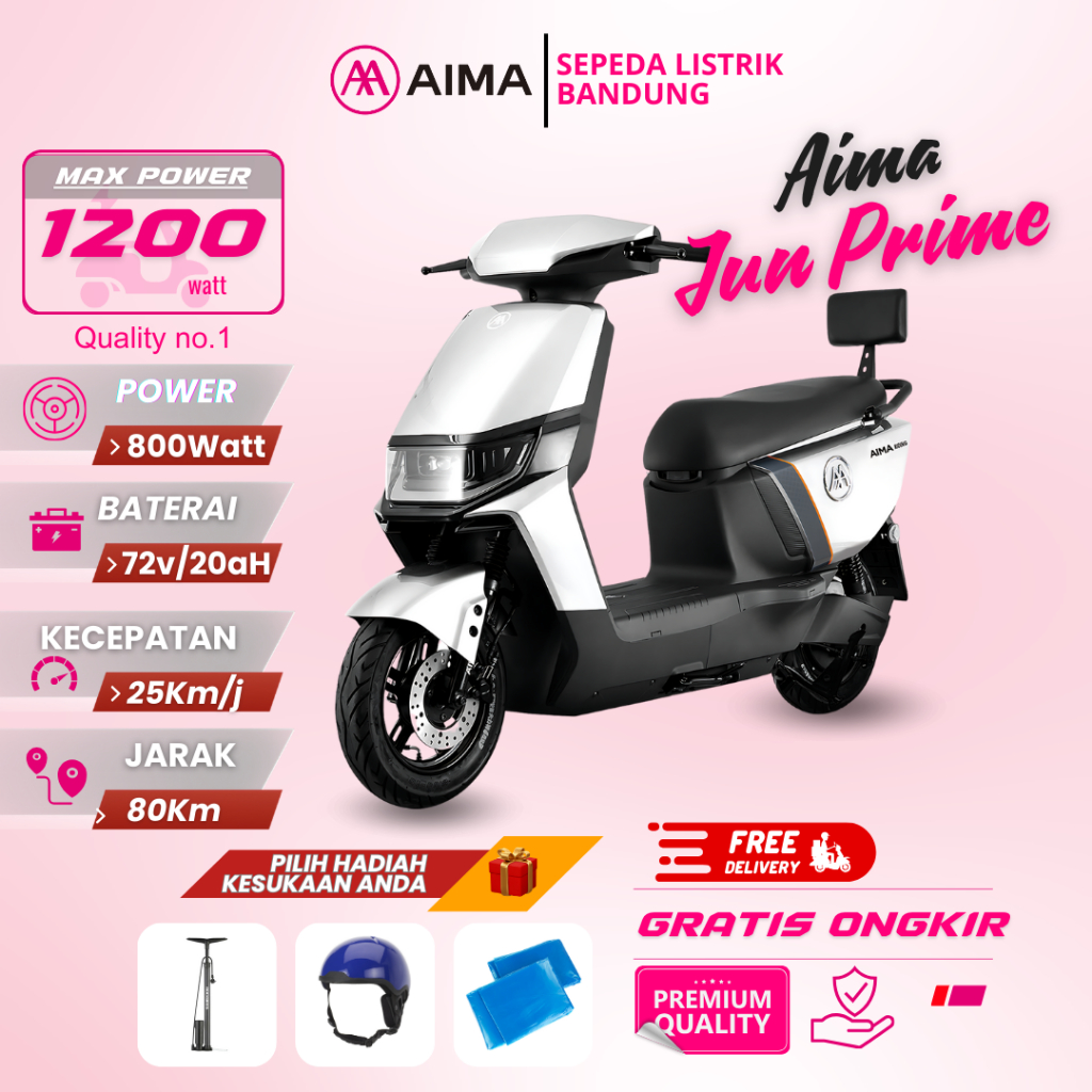 Jual Sepeda Listrik AIMA Jun prime 60V/20Ah 500-1200 Peak Power/Watt ...