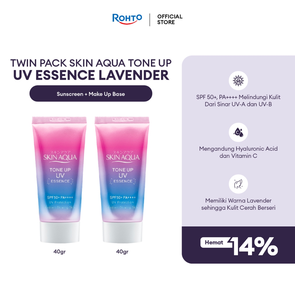 Jual [Bundle Twinpack] 2pcs Skin Aqua Tone Up UV Essence Lavender 40gr ...