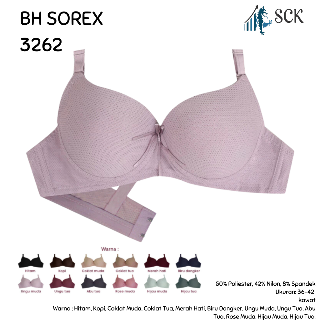 Jual BH Pushup SOREX 3262 Kawat / BH Wanita Busa FULL Cup B Size 36-42 ...