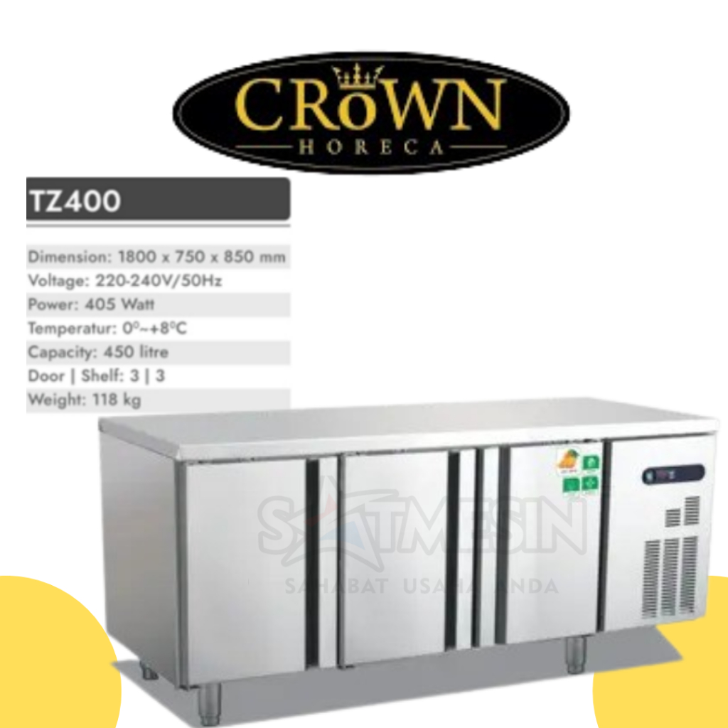 Jual CROWN TZ400 S/S UNDER COUNTER CHILLER 3 DOOR CAPACITY 450L ...