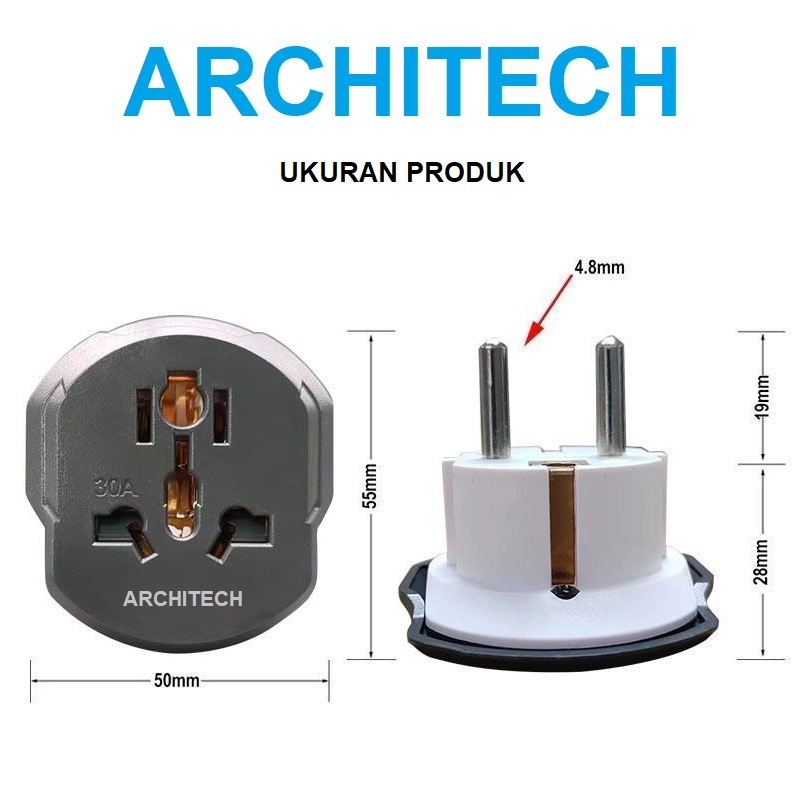 Jual ARCHITECH Travel Adaptor Multi-country / Adapter Universal ...
