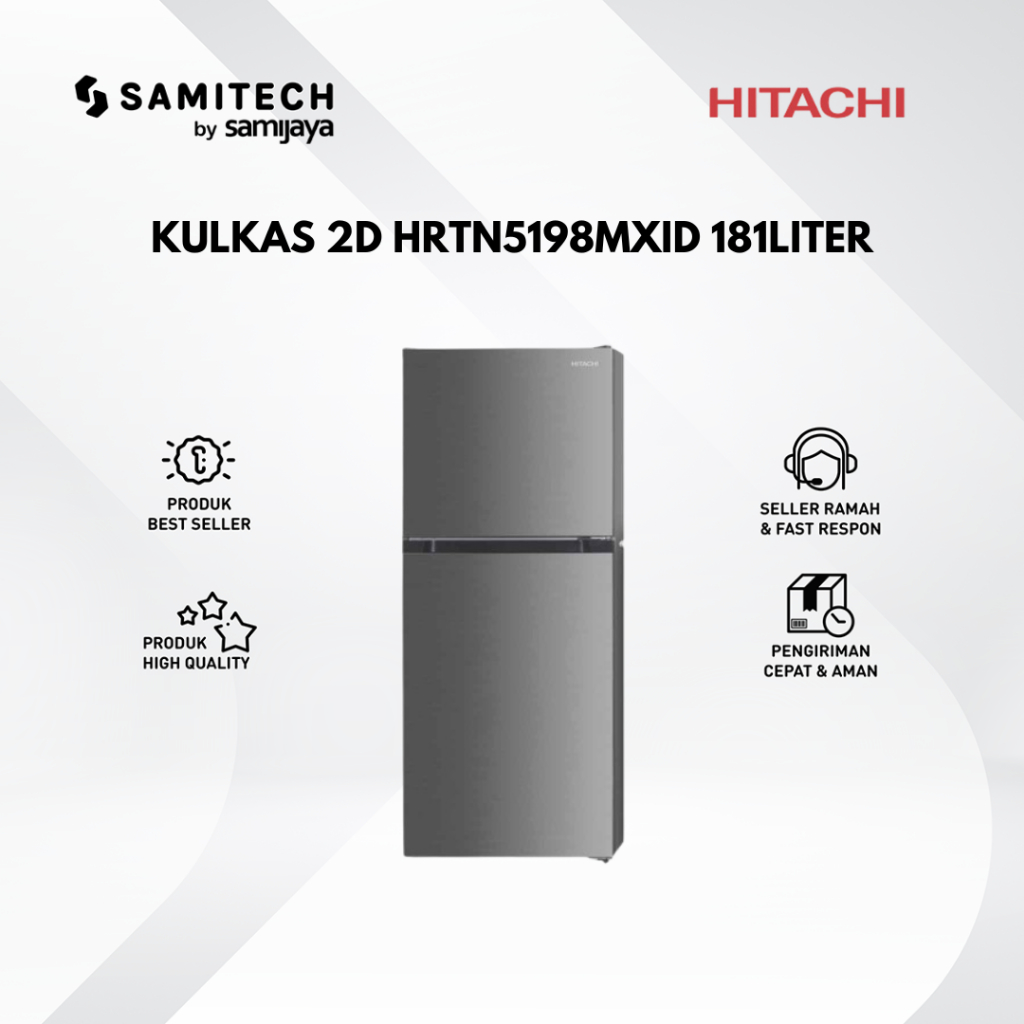 Jual KULKAS 2 PINTU HITACHI HRTN5198MXID HRTN 5198 MXID 181 LITER INVERTER | Shopee Indonesia