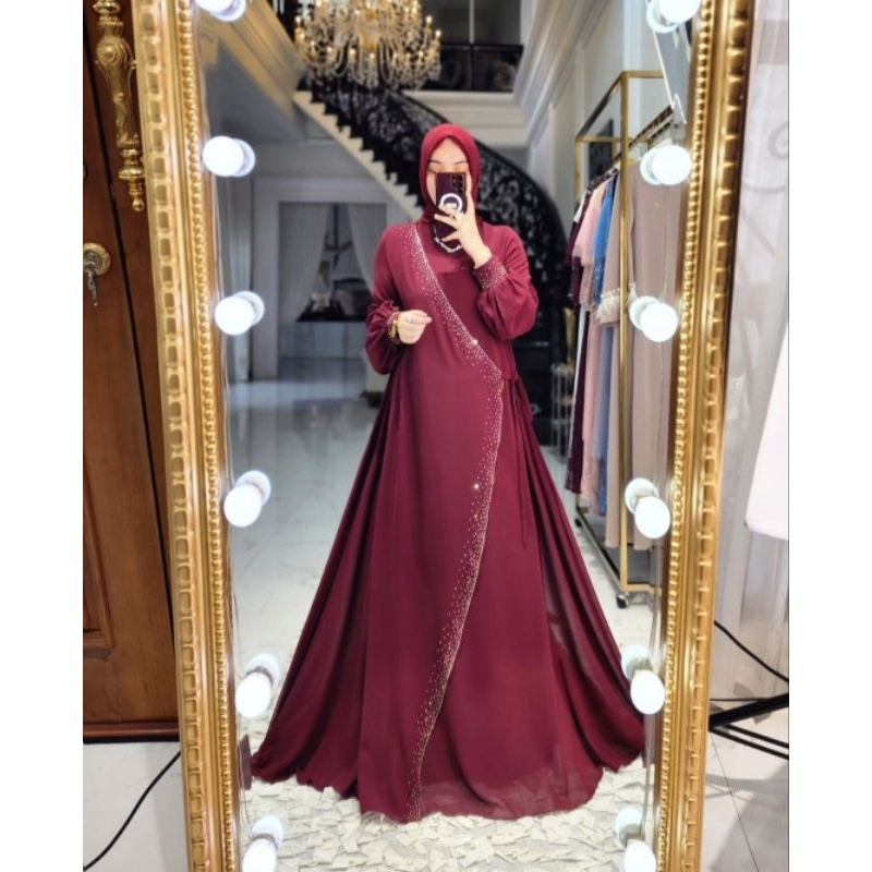 Jual Gamis Abaya Swarowski cerutty babydoll//Gamis jumbo Ld 130cm ...
