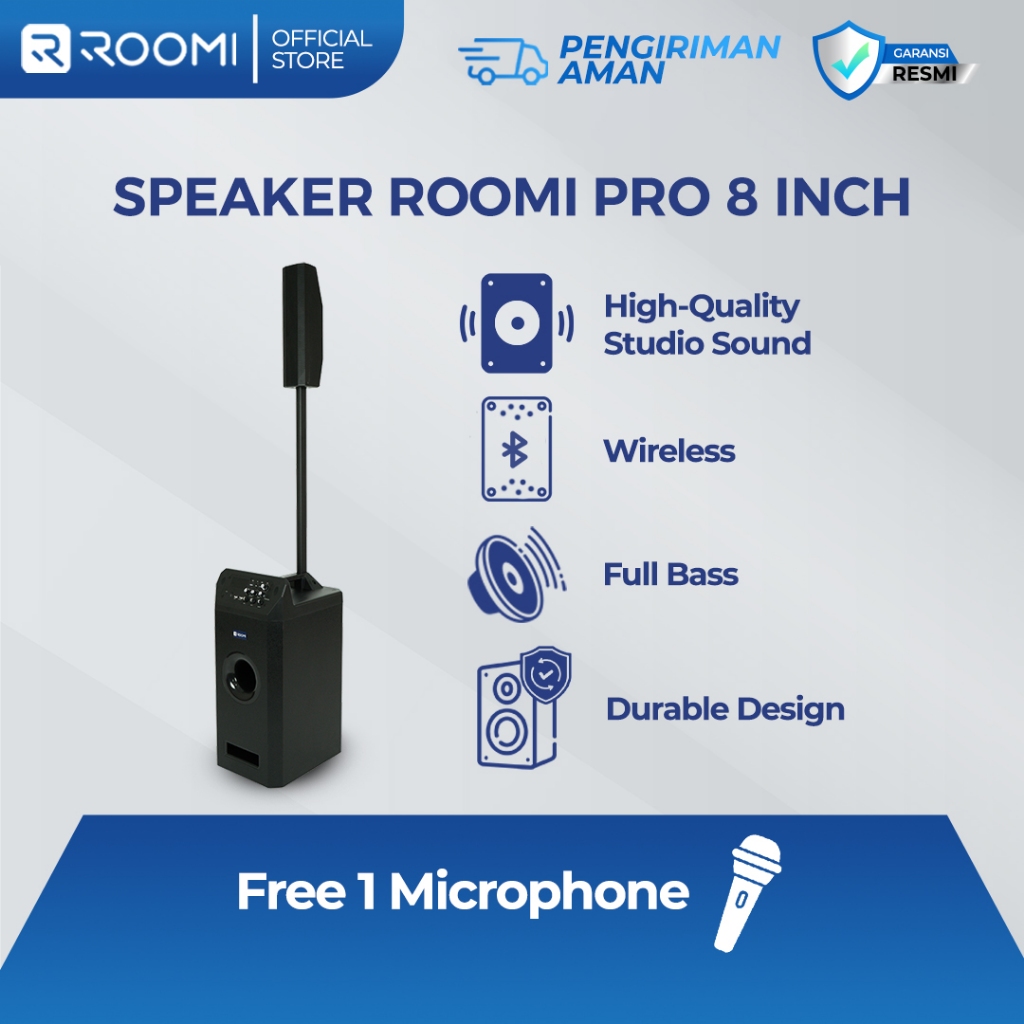 Jual ROOMI Pro 8 inch High-Quality Studio Sound Pro Speaker Karaoke and Live Performance ...