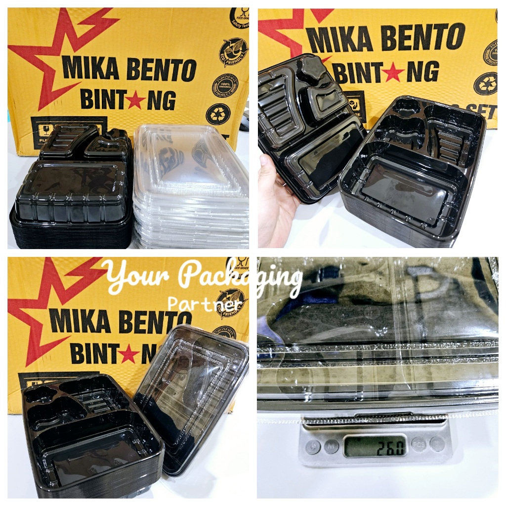 Jual (Isi 50) Mika Box Bento Sekat 4 BINTANG / Bento Lubang 4 / Bento ...