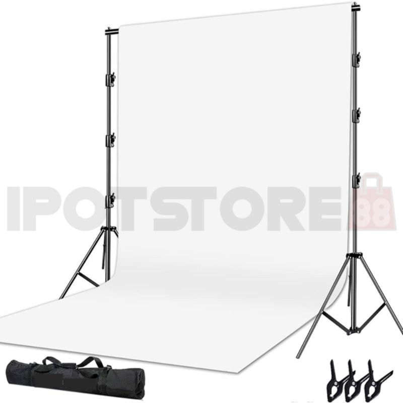 Jual Paket Studio Stand Tiang Background Klip Kain Backdrop Hitam Putih ...