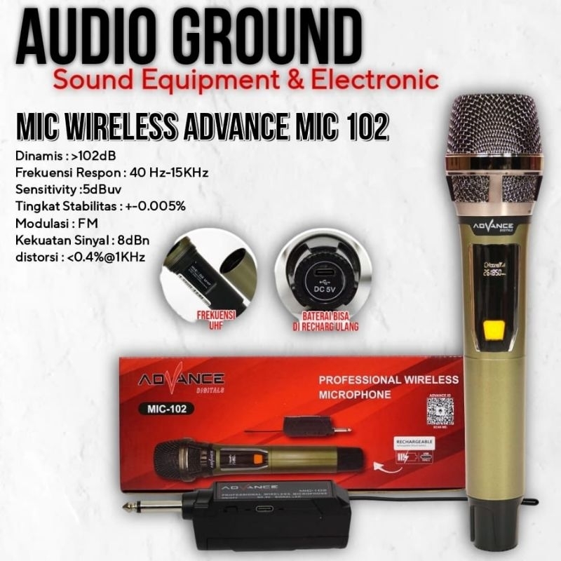 Jual MICROPHONE WIRELESS ADVANCE MIC - 102 ORIGINAL PRODUCT | Shopee ...
