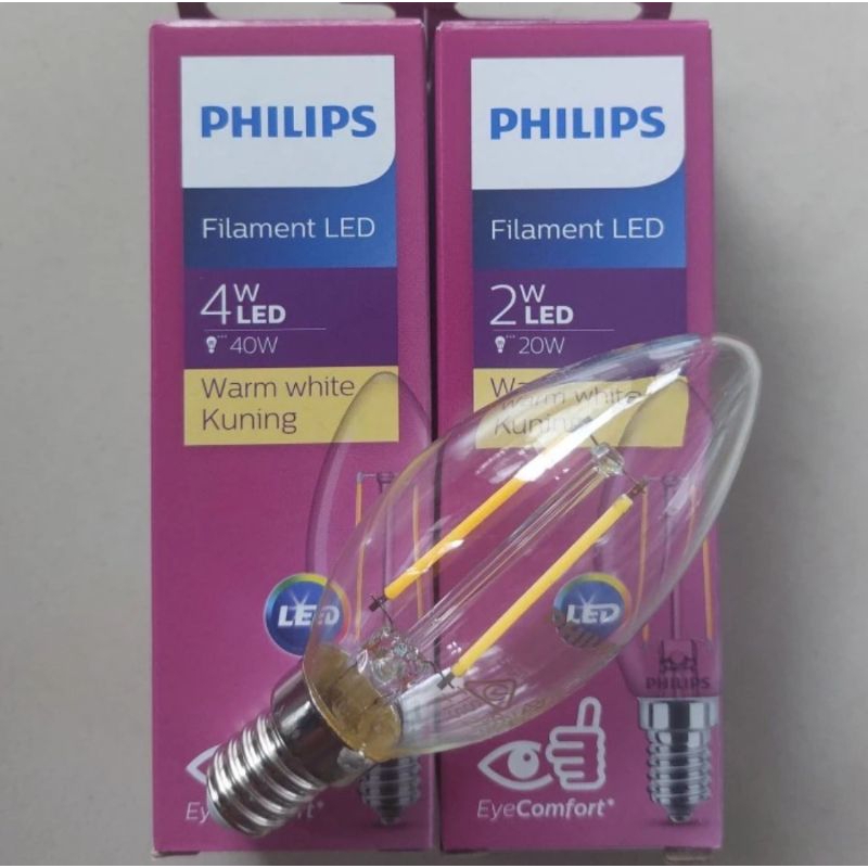 Jual Lampu PHILIPS LED Classic Filament Candle Lilin E14 B35 2 Watt 4 ...