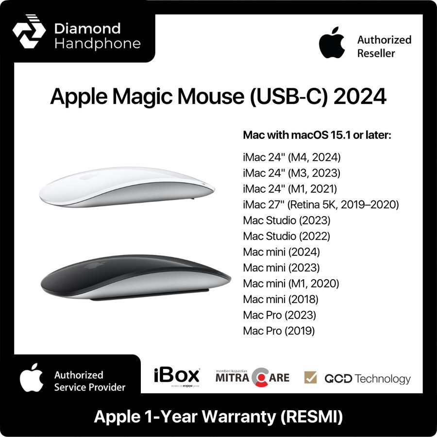 Jual Apple Magic Mouse USB C 2024 White Black Mac MacBook iMac iPad Garansi Resmi | Shopee Indonesia