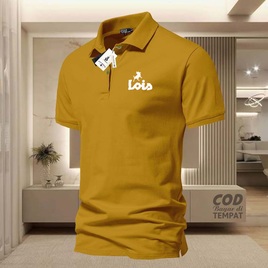Jual COD T-shrit POLO kerah Lois Logo Kiri Text Putih Kaos Kerah Dewasa Shirt / Kaos Wangki Pria ...